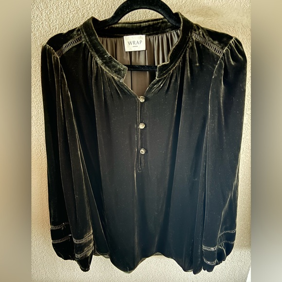 Wrap London | Tops | Wrap London Lace Sleeve Velvet Blouse Nwot | Poshmark
